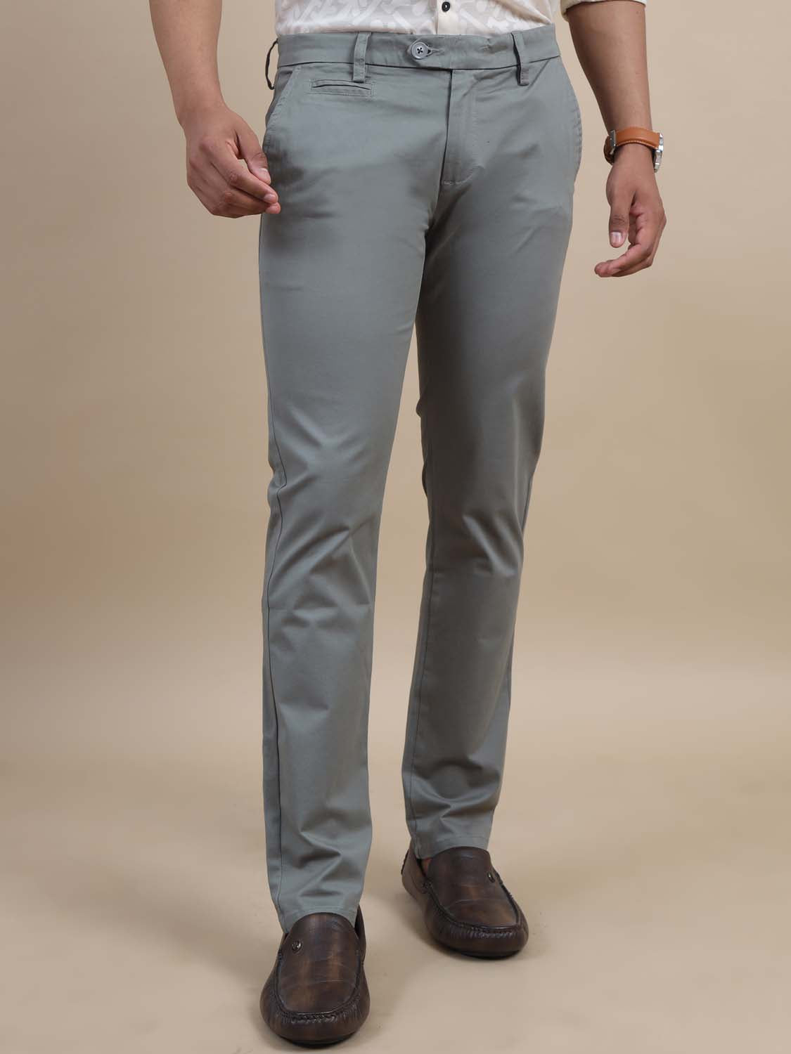 Shop Trouso Comfort Grey Regular Fit Trouser For Men Online