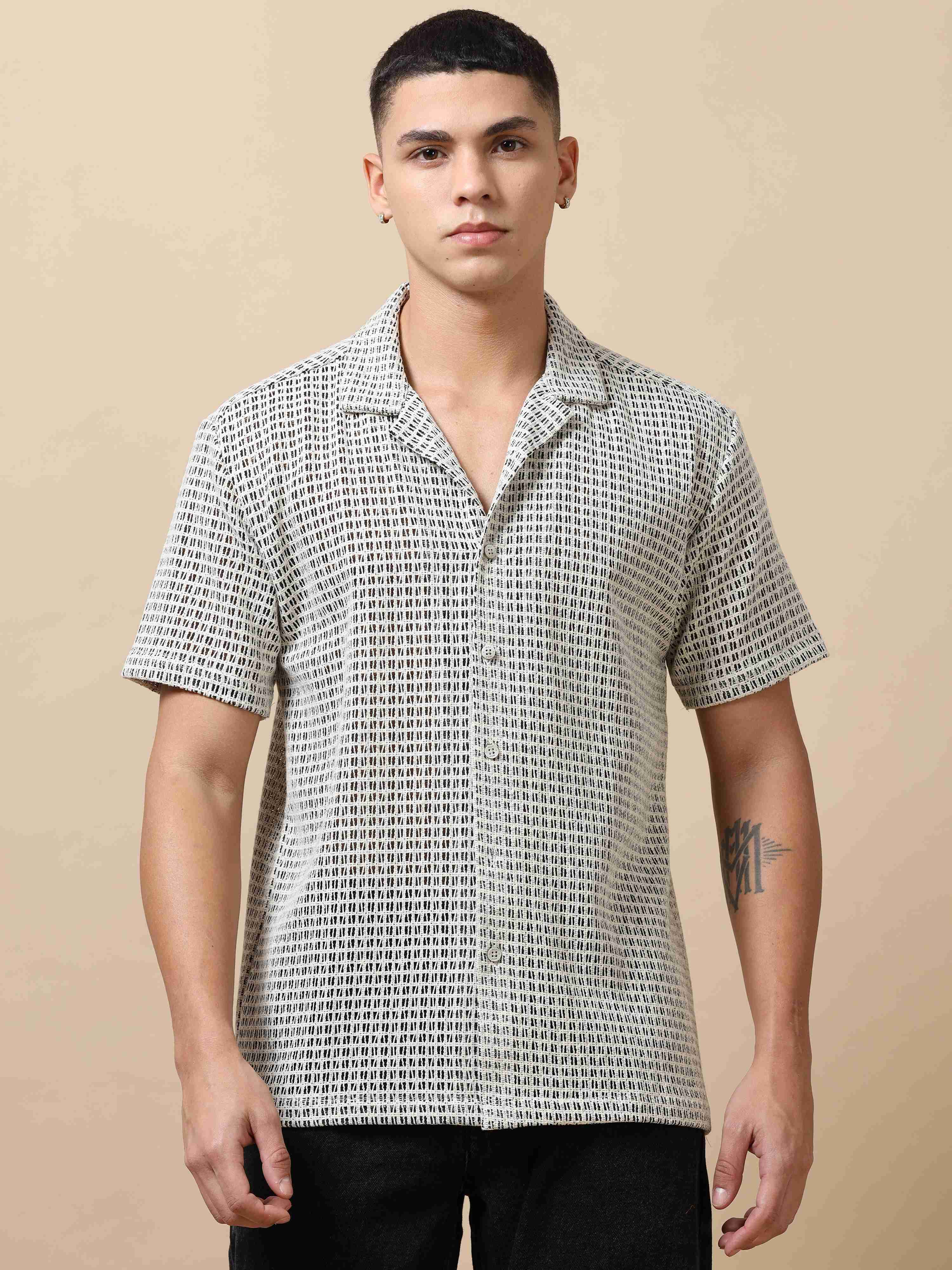 Shop Fuscous Grey Printed Shirt for Men Online in India