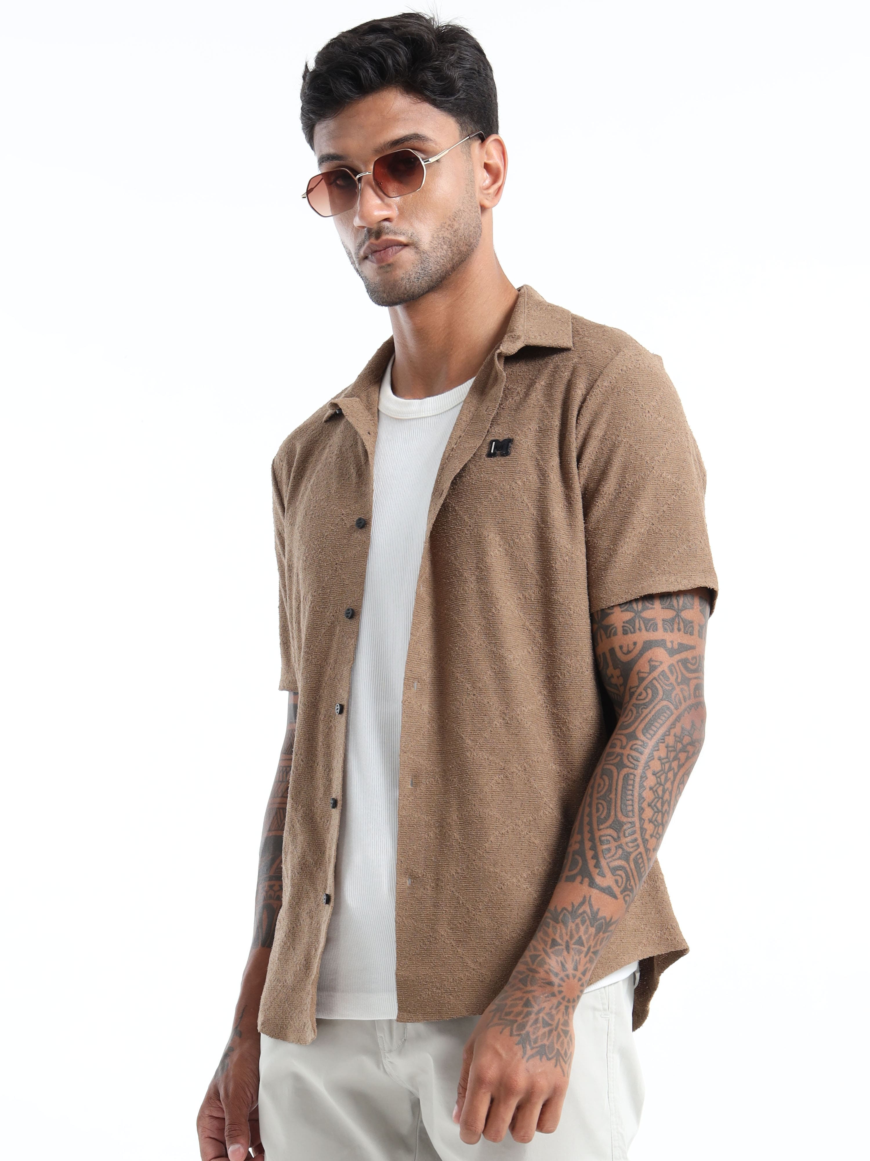 Mocha Texture Cuban Shirt