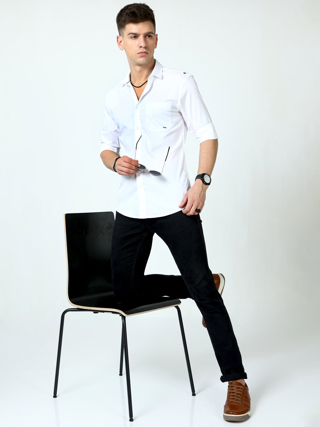 Shop Milk White Solid Shirt For Men Online In India