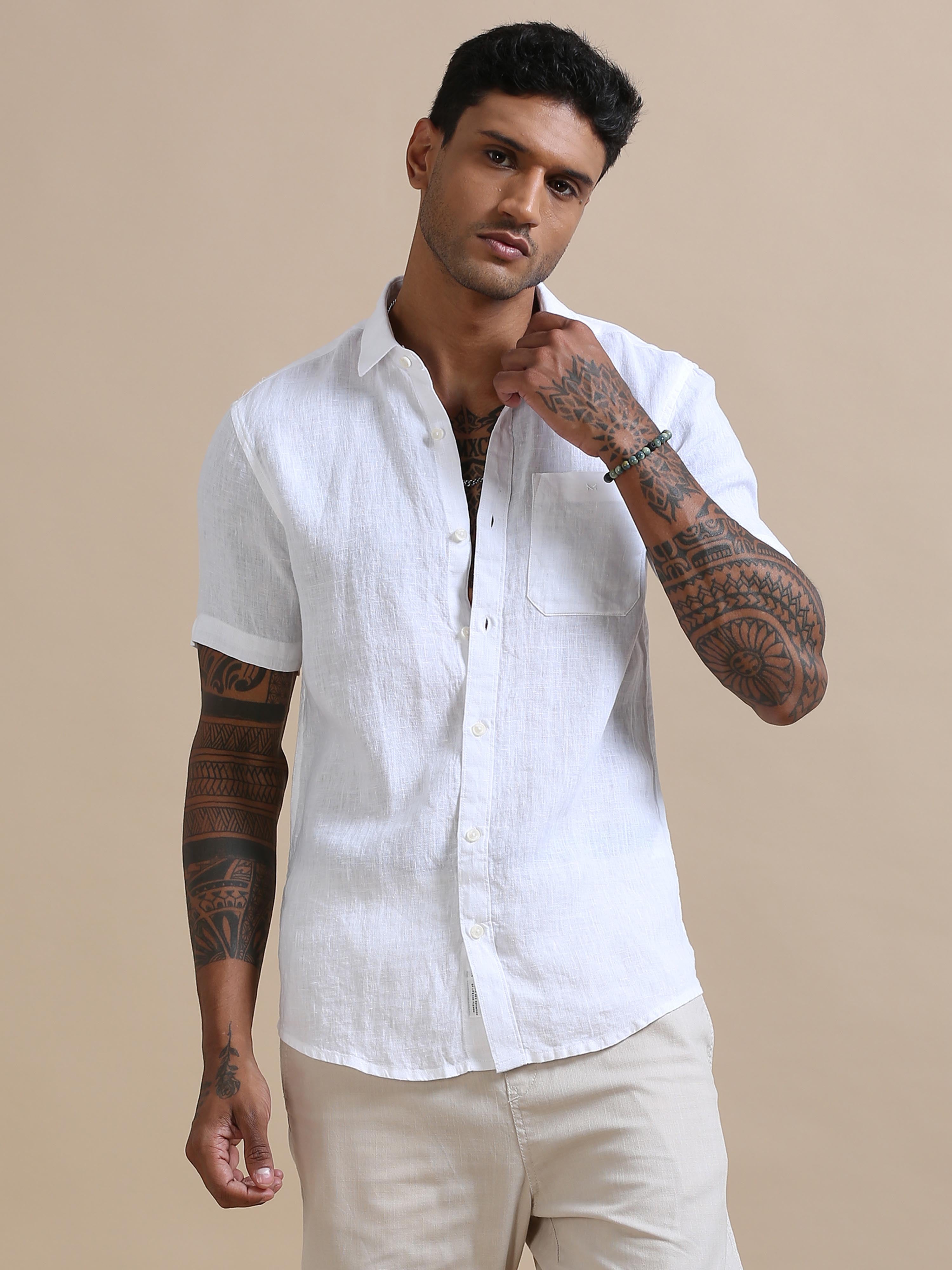 Shop Breezy Solid White Shirt For Men Online In India