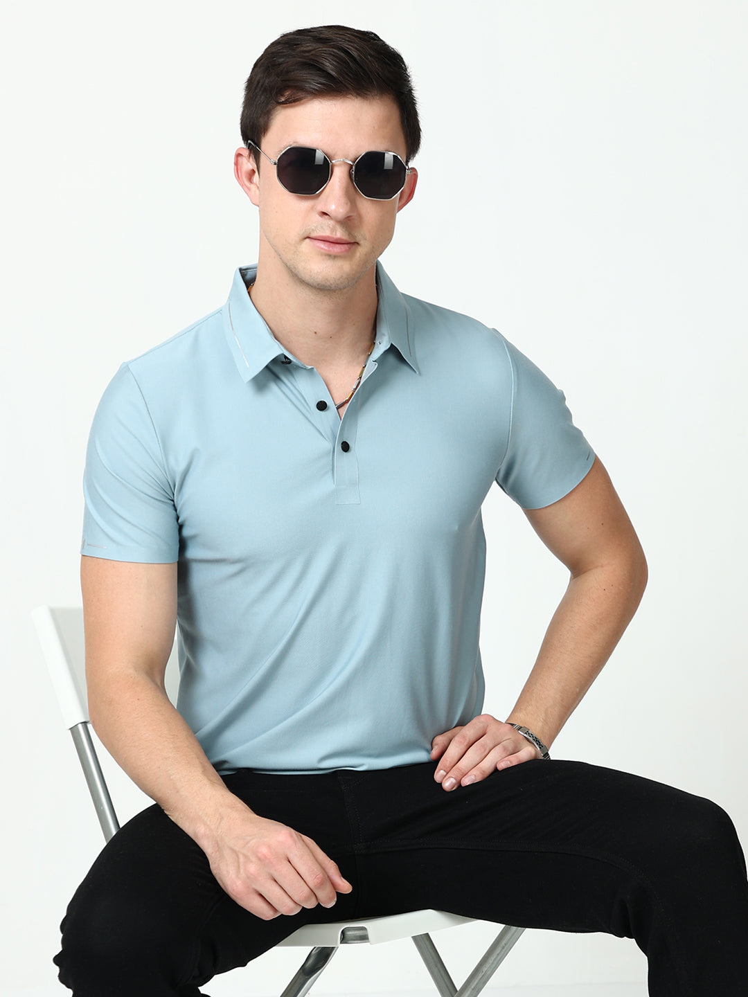 Buy Trendy Seamless Jet Stream mens blue polo shirt – Mystery of Fashion