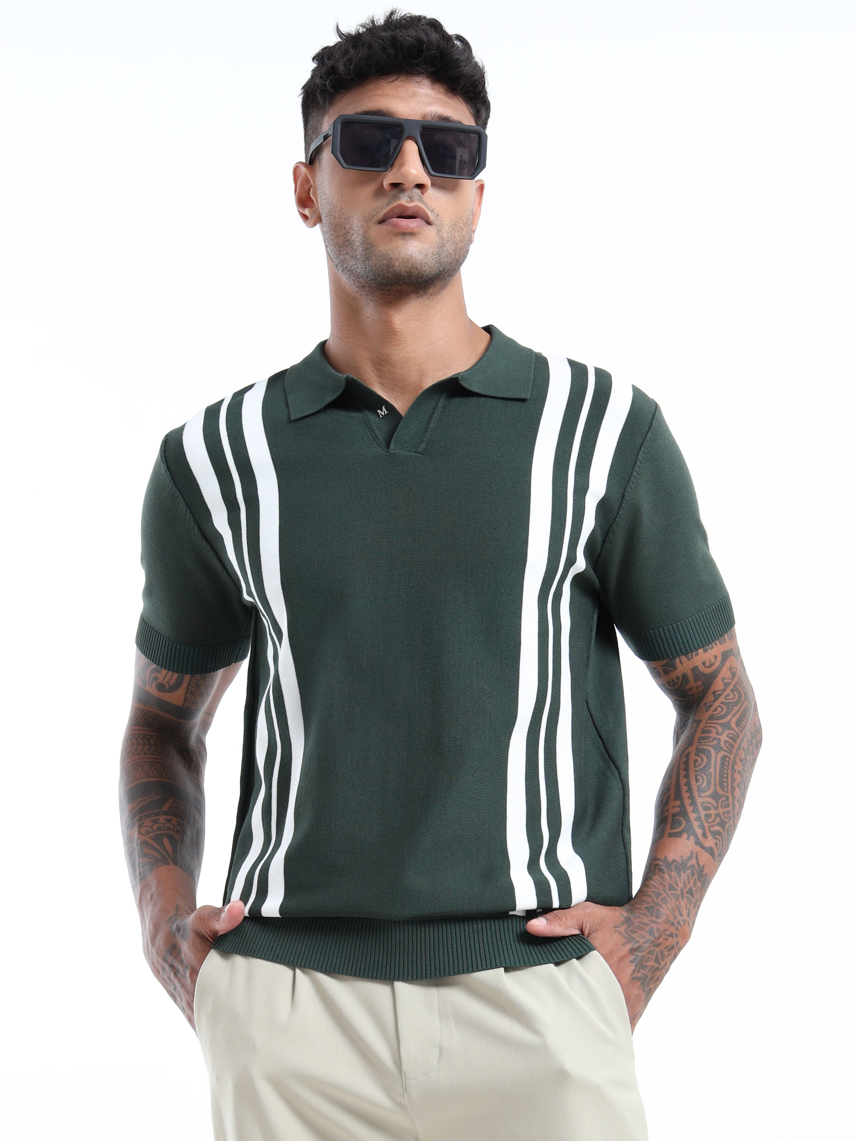PREMIUM FLAT KNIT POLO -BUTTAL GREEN
