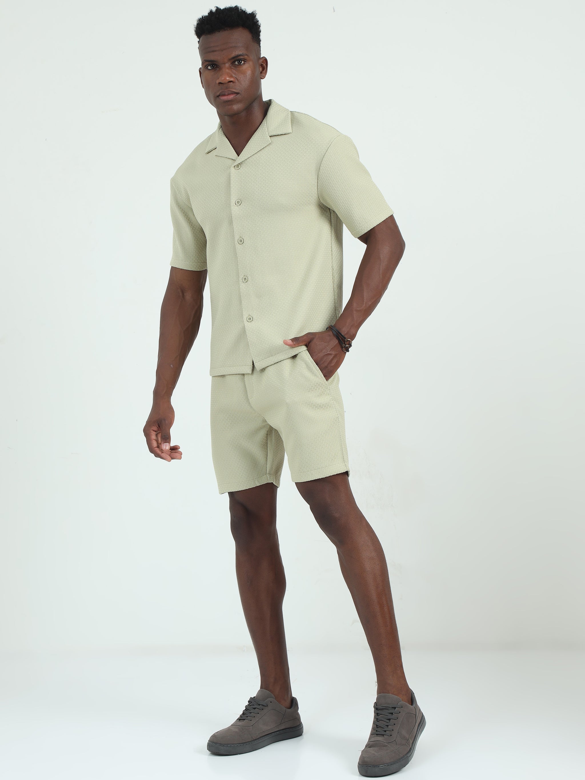 Shop Stylish Ash Dobby Green Co Ord Set Online